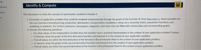 This discussion re-visits the concept of optimization | Chegg.com
