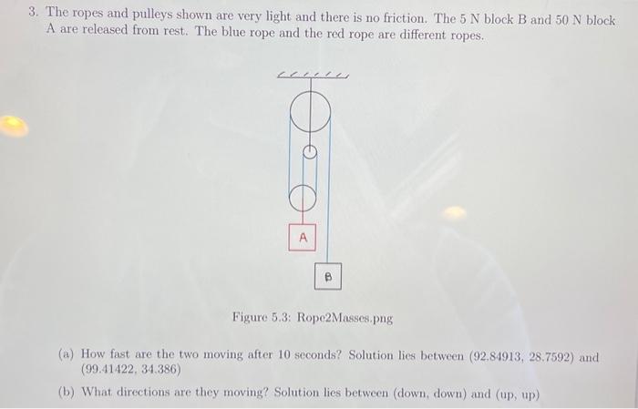 Solved 3. The ropes and pulleys shown are very light and | Chegg.com