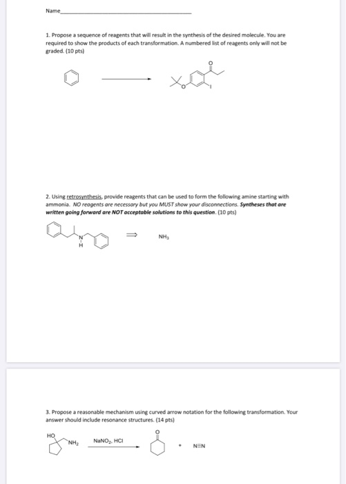 Solved 1. Propose a sequence of reagents that will result in | Chegg.com