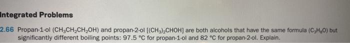 Solved Integrated Problems 2.66 Propan-1-ol (CH3CH2CH2OH) | Chegg.com