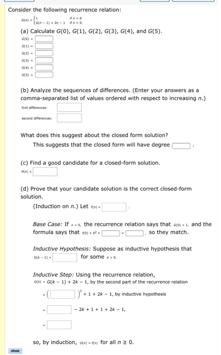 Solved Consider the following recurrence relation: Grei n o | Chegg.com