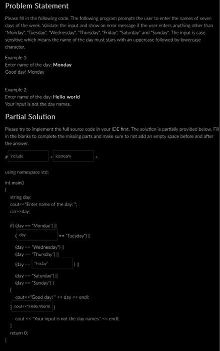 Solved Problem Statement Please Fill In The Following Code 