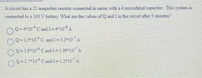 Solved A circuit has a 25 megaohm resistor connected in | Chegg.com