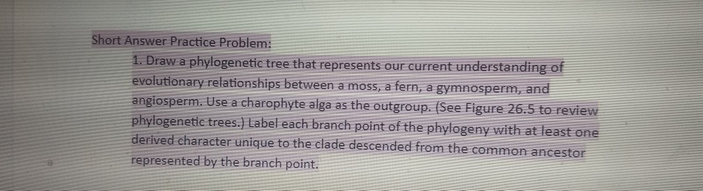 Solved Short Answer Practice Problem: 1. Draw a phylogenetic | Chegg.com
