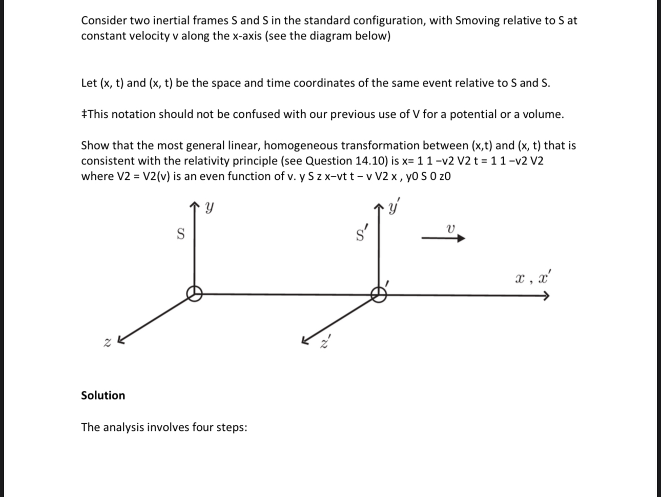 Solved Consider two inertial frames S ﻿and S ﻿in the | Chegg.com