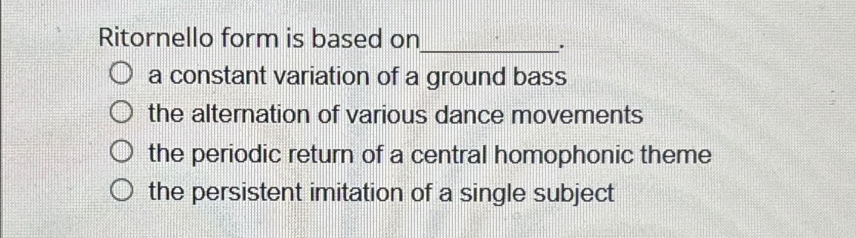 Solved Ritornello form is based ona constant variation of a | Chegg.com
