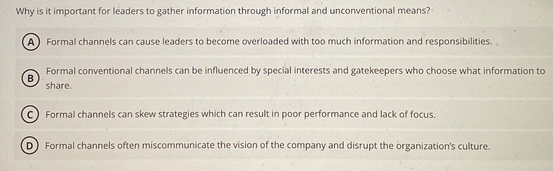 Solved Why is it important for leaders to gather information | Chegg.com
