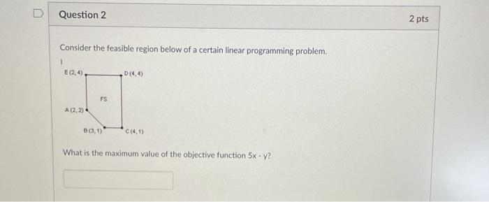 Solved Question 2 2 pts Consider the feasible region below | Chegg.com