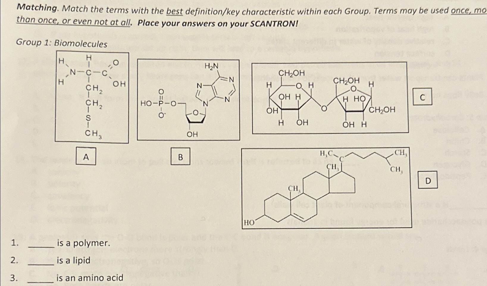 Solved Matching. Match the terms with the best | Chegg.com