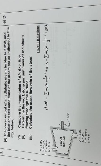 Solved (a) The power output of an adiabatic steam turbine is | Chegg.com