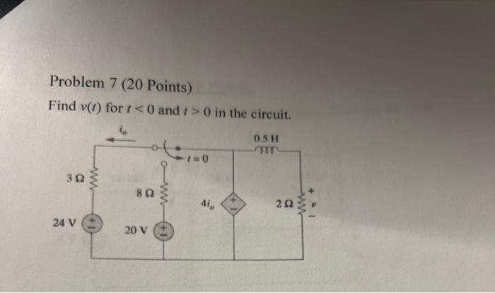 Solved Find v(t) for t 0 in the circuit. | Chegg.com
