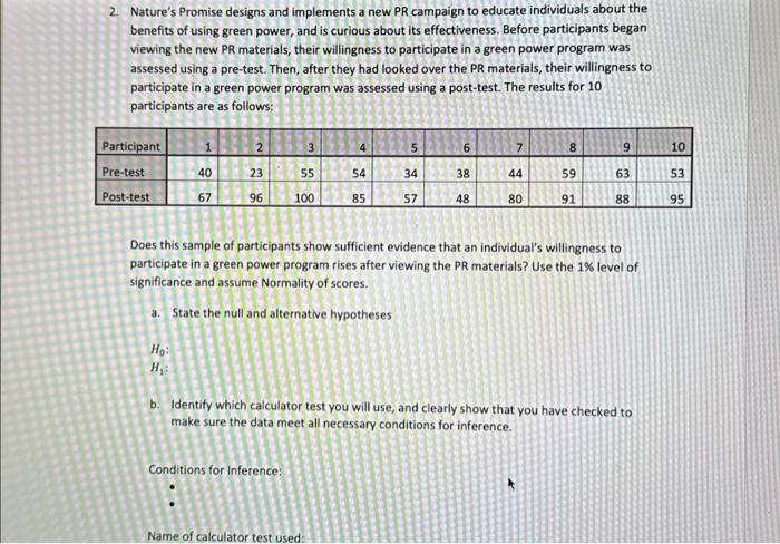 Solved 2. Nature's Promise designs and implements a new PR | Chegg.com
