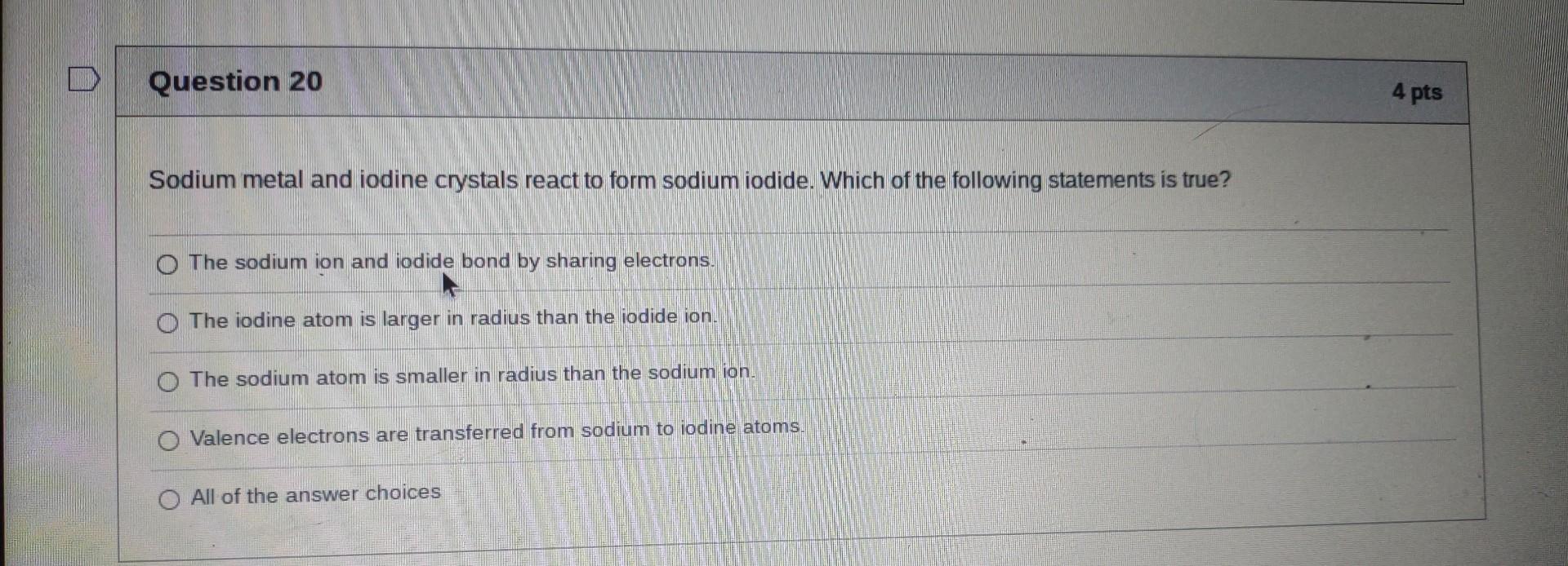 Solved Sodium metal and iodine crystals react to form sodium | Chegg.com