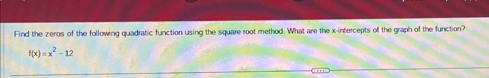 Solved Find the zeros of the following quadratic function | Chegg.com