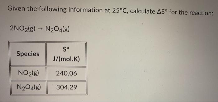 Solved Given the following information at 25∘C, calculate | Chegg.com