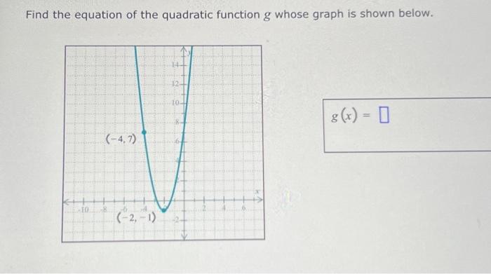 Solved Find the equation of the quadratic function g whose | Chegg.com