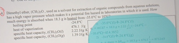 Solved Dimethyl ether, (CH3)2O, ﻿used as a solvent for | Chegg.com