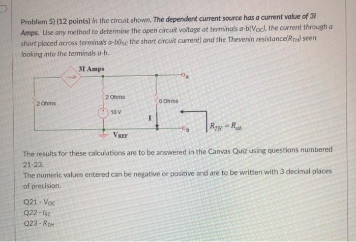 Solved Problem 5) (12 points) In the circuit shown. The | Chegg.com