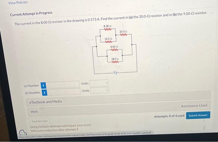 Solved The current in the 8.00−Ω resistor in the drawing is | Chegg.com