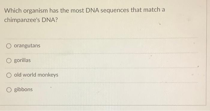 Solved Which organism has the most DNA sequences that match | Chegg.com