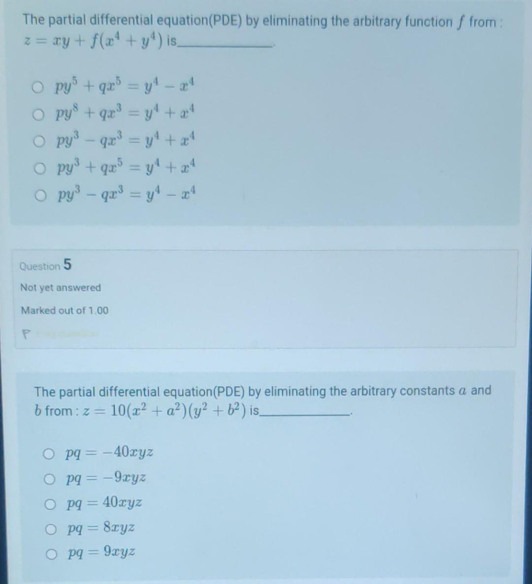 Solved The partial differential equation(PDE) by eliminating | Chegg.com
