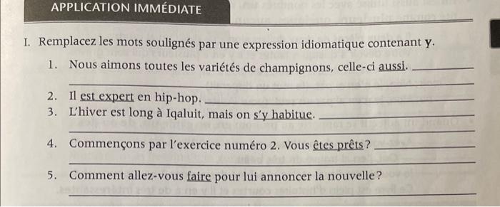 Remplacez les mots soulignés par une expression | Chegg.com Remplacez les mots soulignés par une expression | Chegg.com