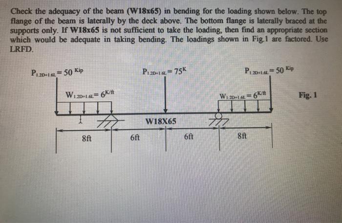 Solved Check the adequacy of the beam (W18x65) in bending | Chegg.com