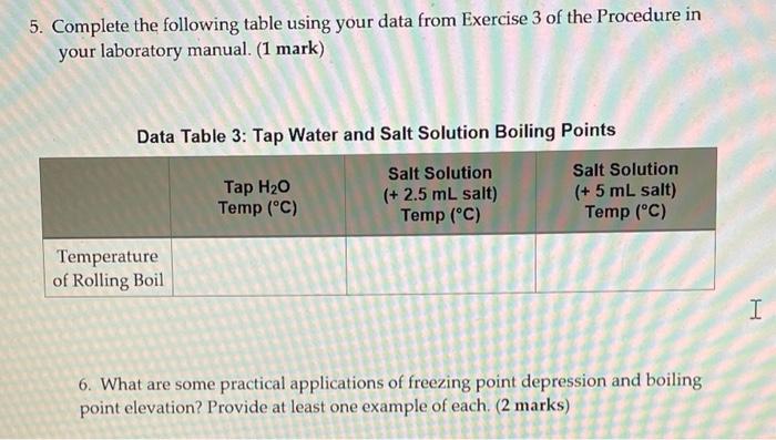 Complete the following table using your data from | Chegg.com