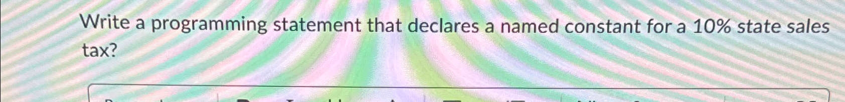 Solved Write a programming statement that declares a named | Chegg.com