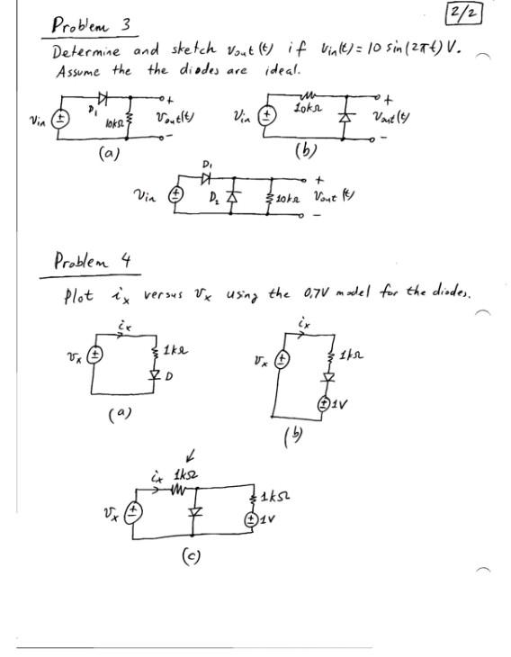 Solved 2/2 Problem 3 Determine and sketch Vout (t) if Vint) | Chegg.com