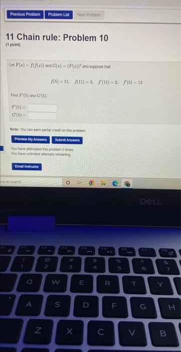 Solved 11 Chain rule: Problem 10 (1 point) Let F(x)=f(f(x)) | Chegg.com