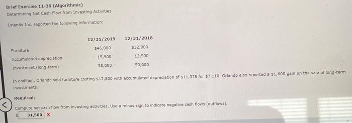 Solved Brief Exercise 11-30 (Algorithmic) Determining Net | Chegg.com