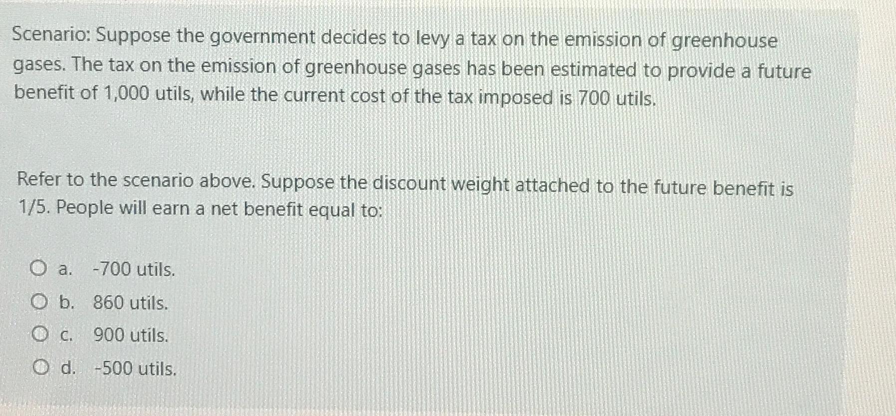 Solved Scenario: Suppose the government decides to levy a | Chegg.com