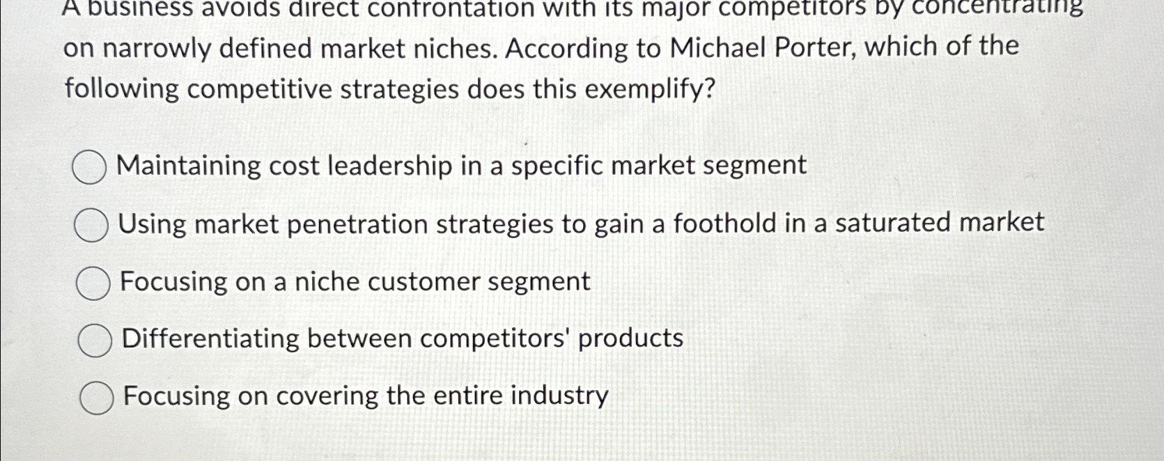 Solved on narrowly defined market niches. According to | Chegg.com