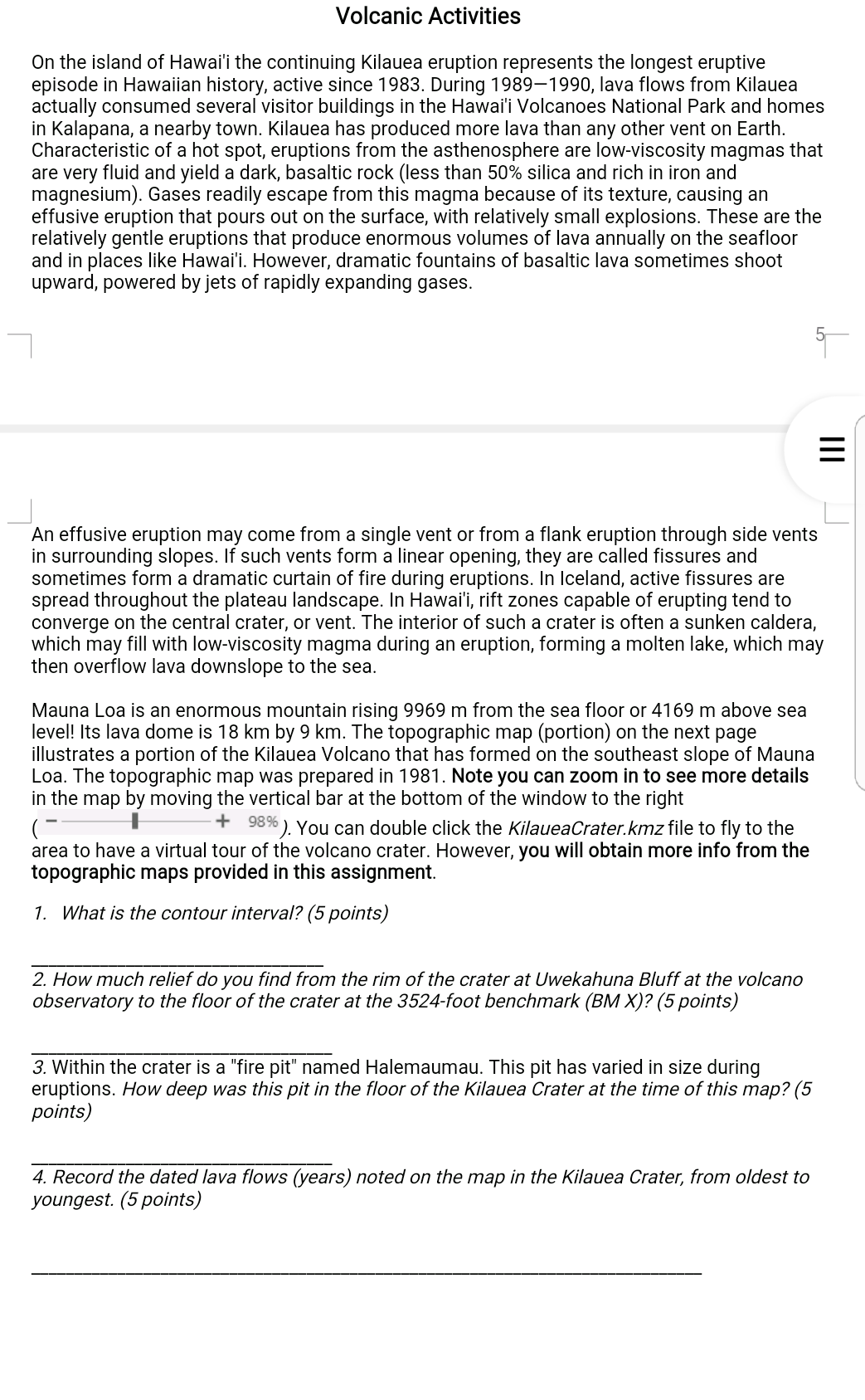 Solved Volcanic Activities On the island of Hawai'i the | Chegg.com