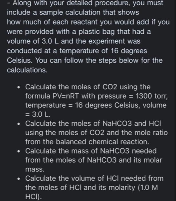 Solved - Along with your detailed procedure, you must | Chegg.com