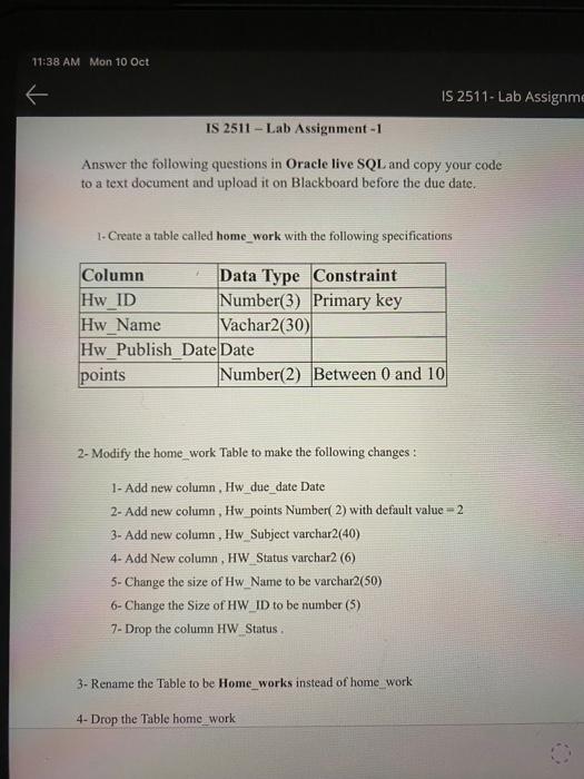Solved Answer the following questions in Oracle live SQL and | Chegg.com