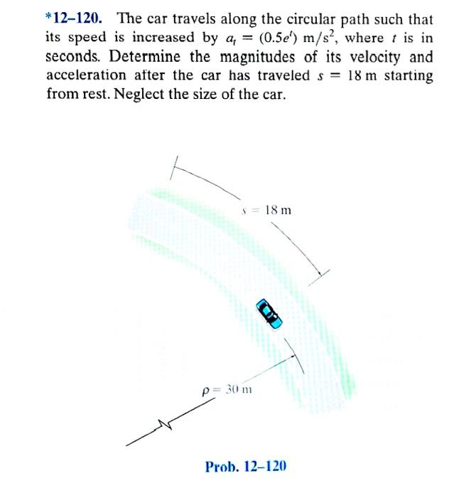 Solved *12-120. The car travels along the circular path such | Chegg.com