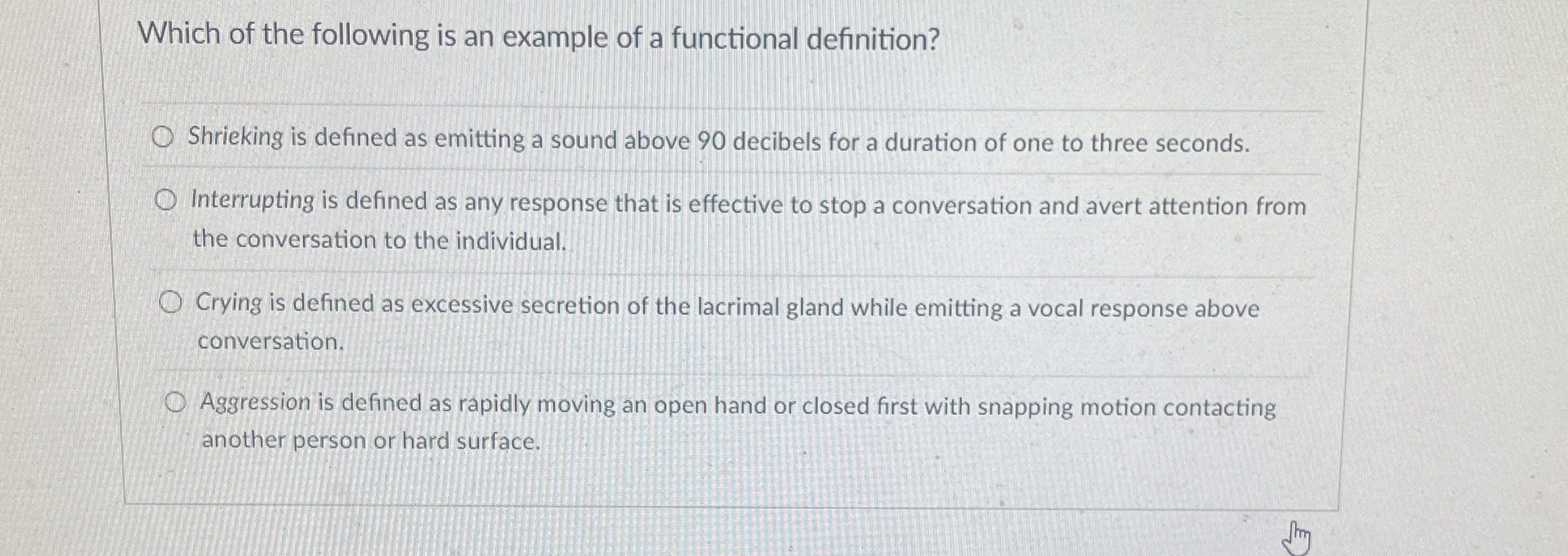 Solved Which of the following is an example of a functional | Chegg.com