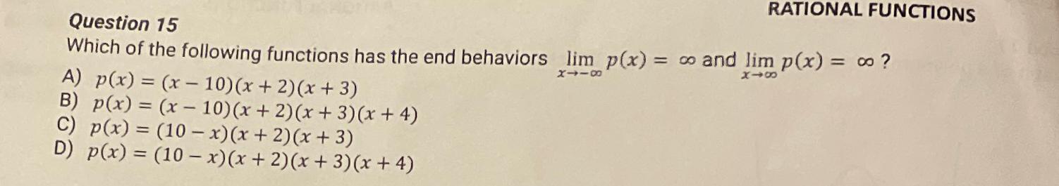 Solved Question 15Which of the following functions has the | Chegg.com
