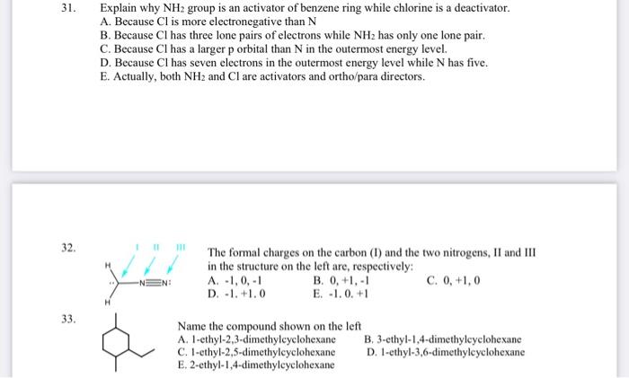 Solved 31. Explain why NH2 group is an activator of benzene | Chegg.com