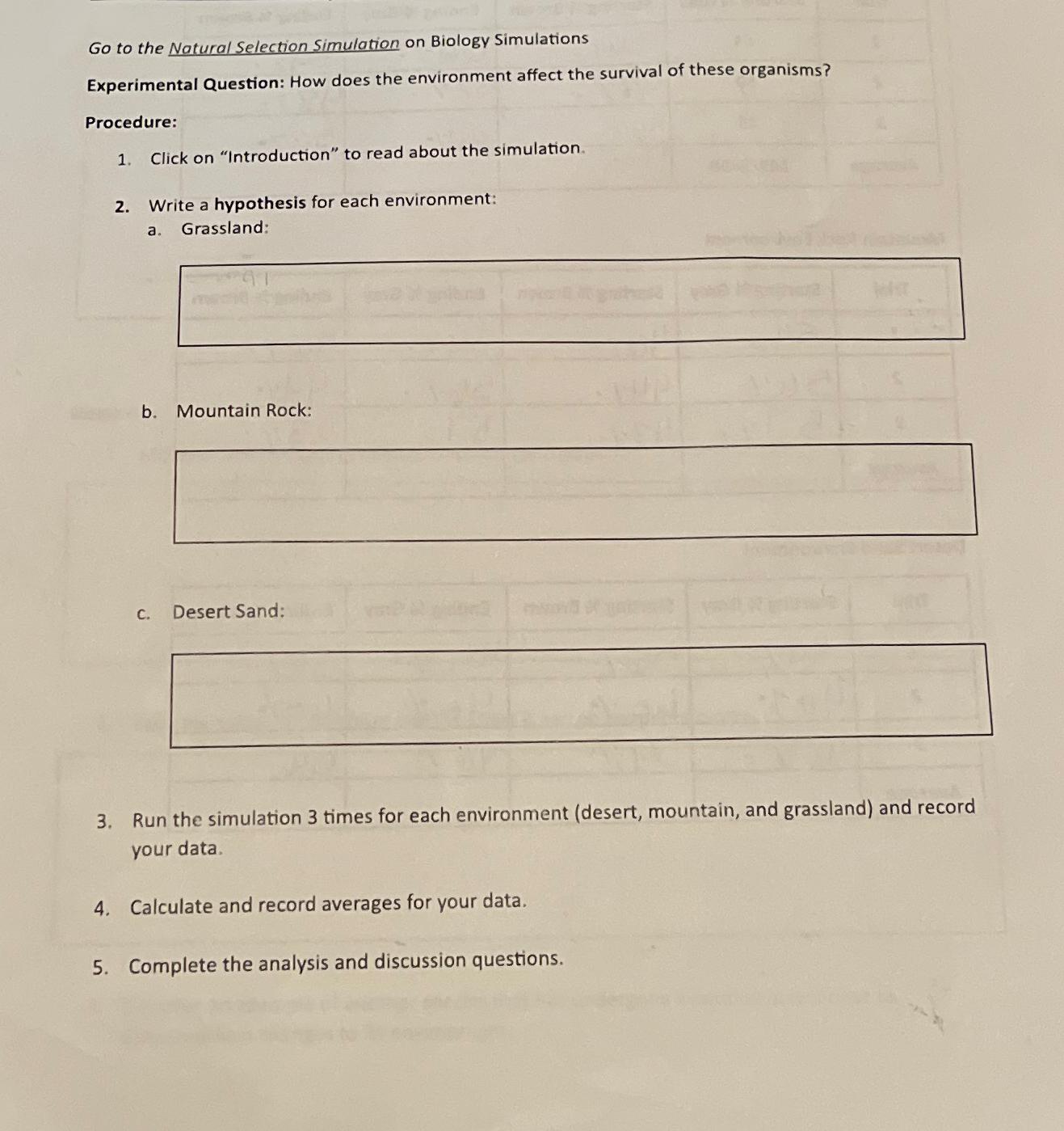 Solved Go to the Natural Selection Simulation on Biology | Chegg.com