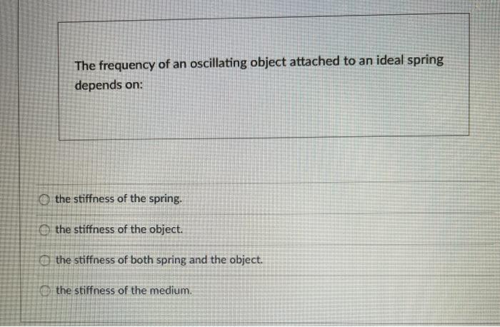 Solved The frequency of an oscillating object attached to an | Chegg.com