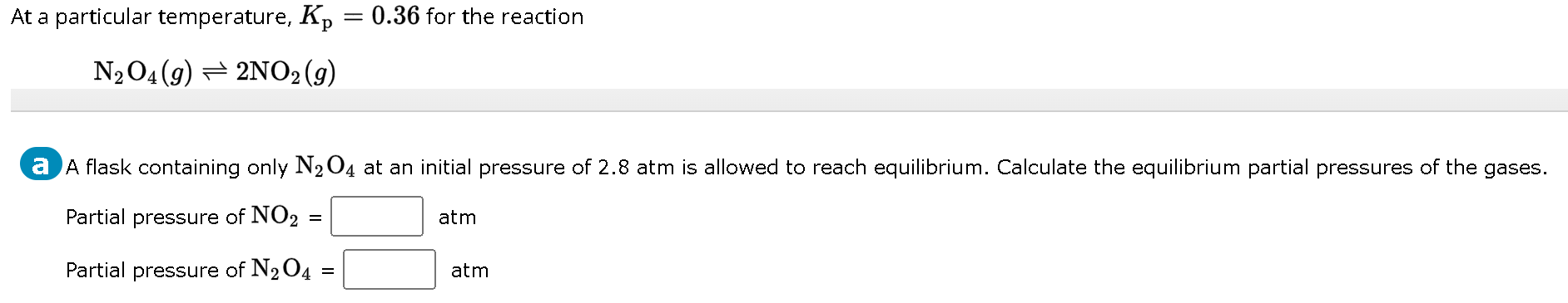 Solved At a particular temperature, Kp=0.36 ﻿for the | Chegg.com