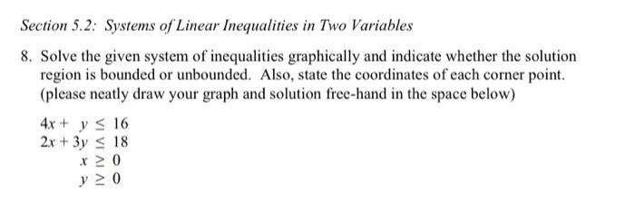 Solved Section 5.2: Systems of Linear Inequalities in Two | Chegg.com