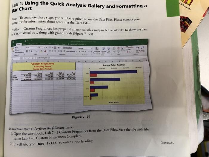 Solved Lab 1: Using the Quick Analysis Gallery and | Chegg.com