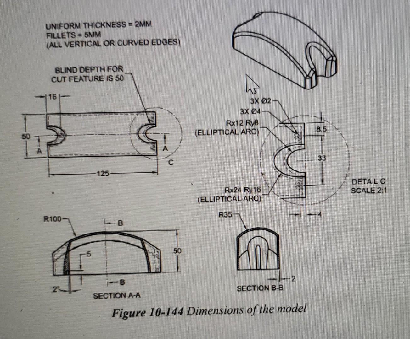 Solved DETAIL C SCALE 2:1 Figure 10-144 Dimensions of the | Chegg.com