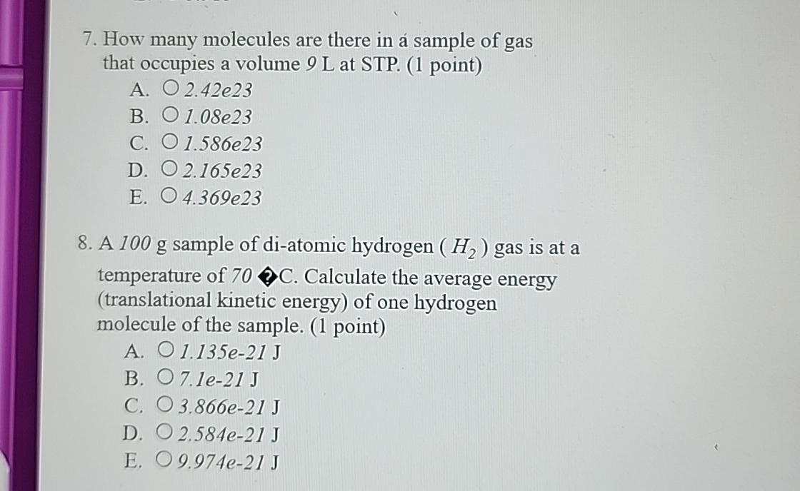 Solved How many molecules are there in a sample of gas that | Chegg.com