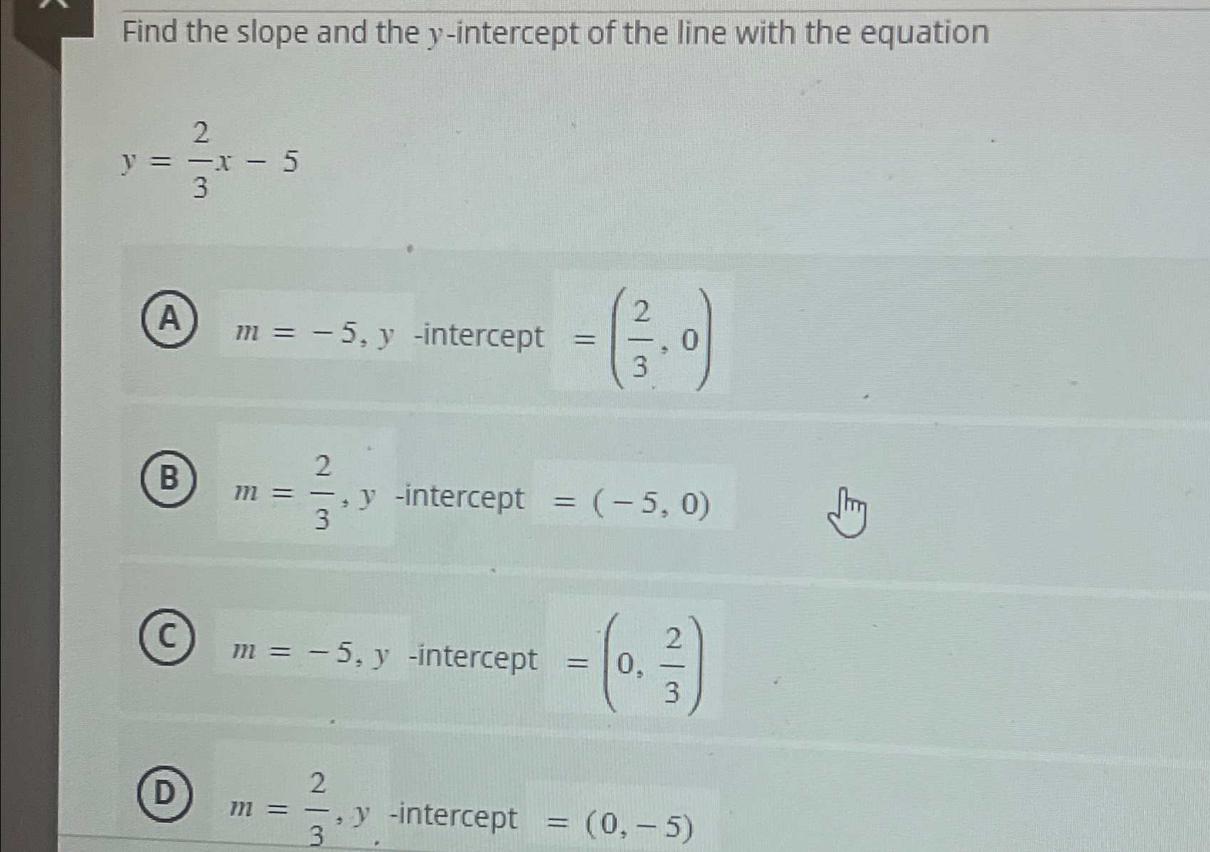 Solved Find the slope and the y-intercept of the line with | Chegg.com