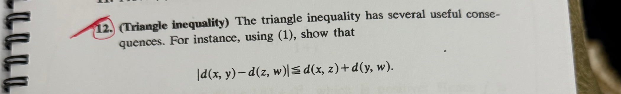 Solved (Triangle inequality) ﻿The triangle inequality has | Chegg.com